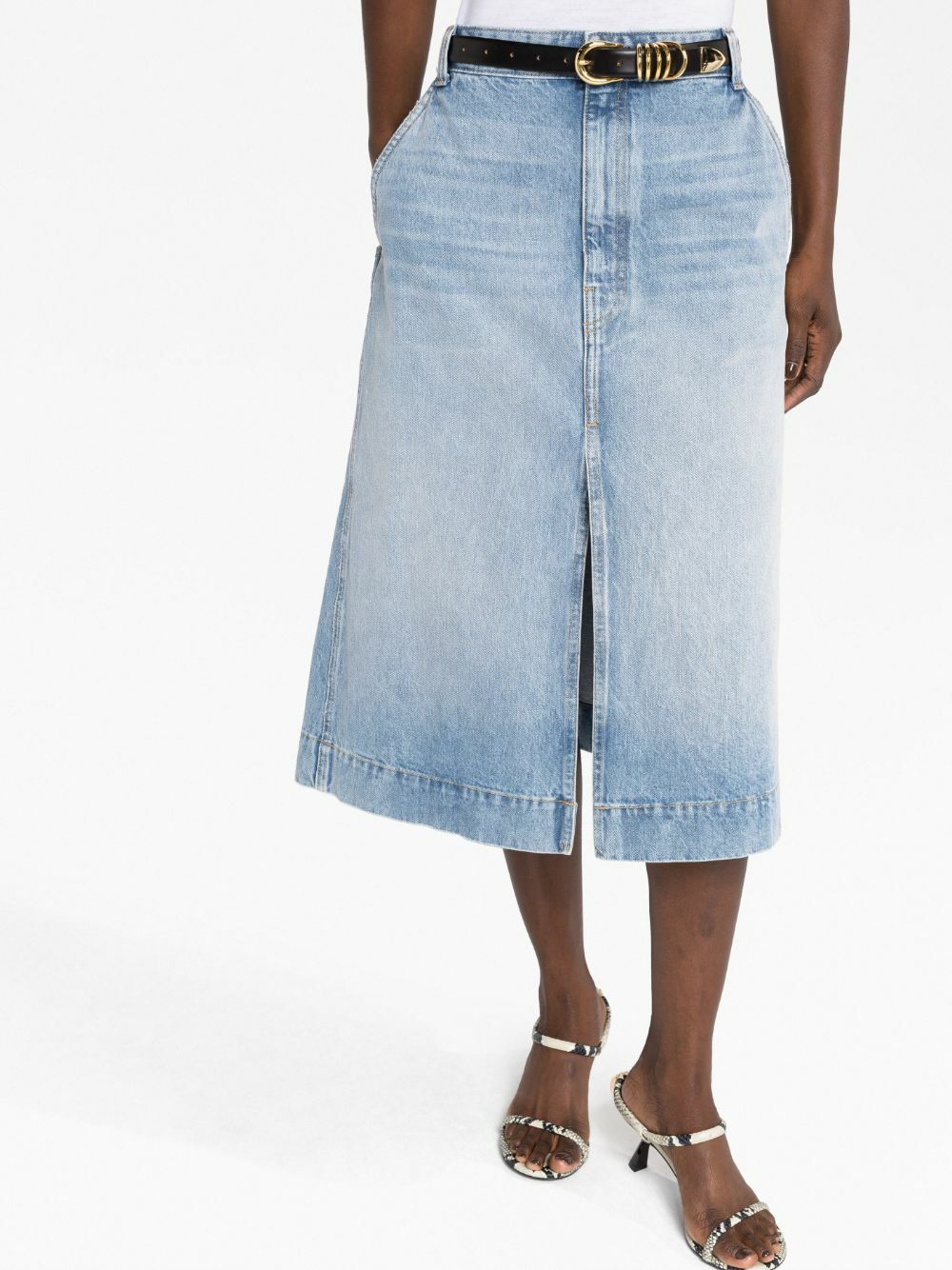 KHAITE The Charlene Denim Midi Skirt Khaite