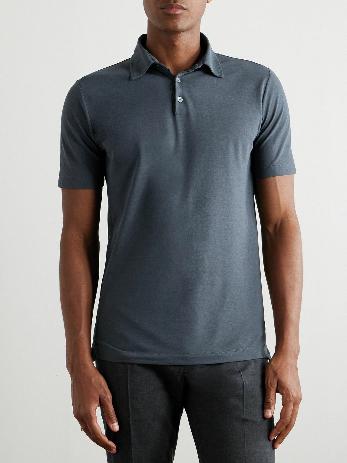 Incotex - Slim-Fit Ice Cotton Polo Shirt - Blue Incotex