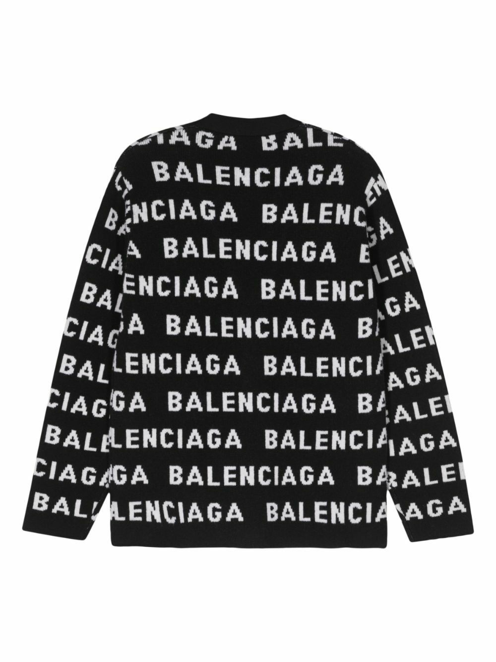 Balenciaga Black Intarsia Logo Wool Cardigan Balenciaga