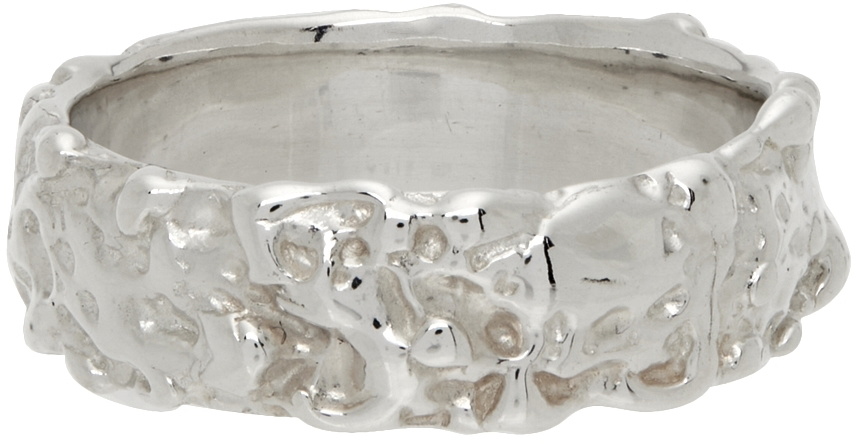 Faris SSENSE Exclusive Silver Roca Slim Ring Faris