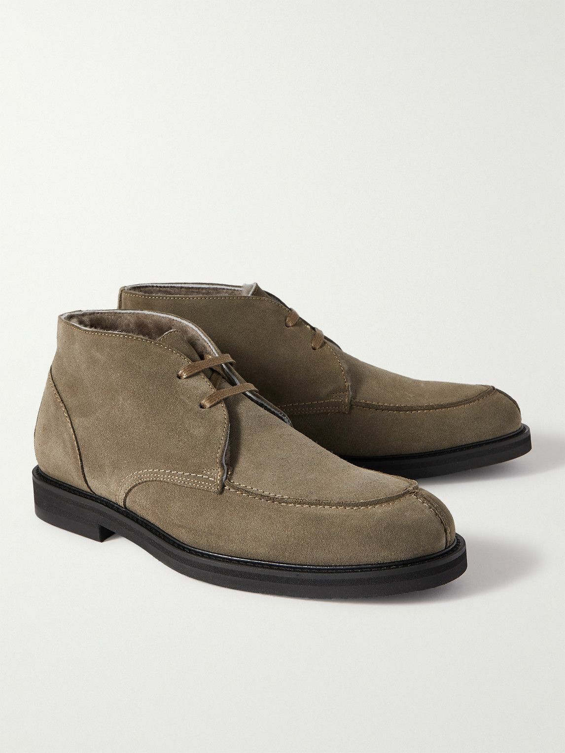 Mr P. - Andrew Split-Toe Shearling-Lined Waxed-Suede Chukka Boots ...