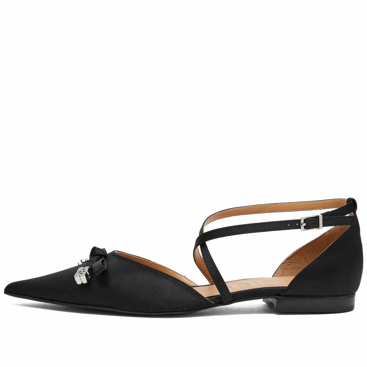 GANNI Women's Butterfly Pointy Cut Out Ballerina in Black GANNI