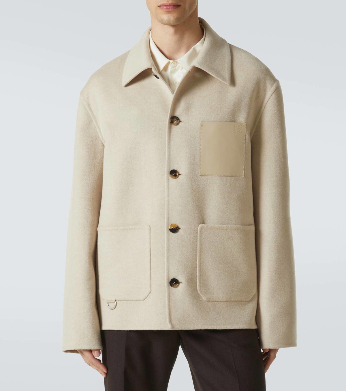 Loewe Leather-trimmed wool and cashmere jacket Loewe