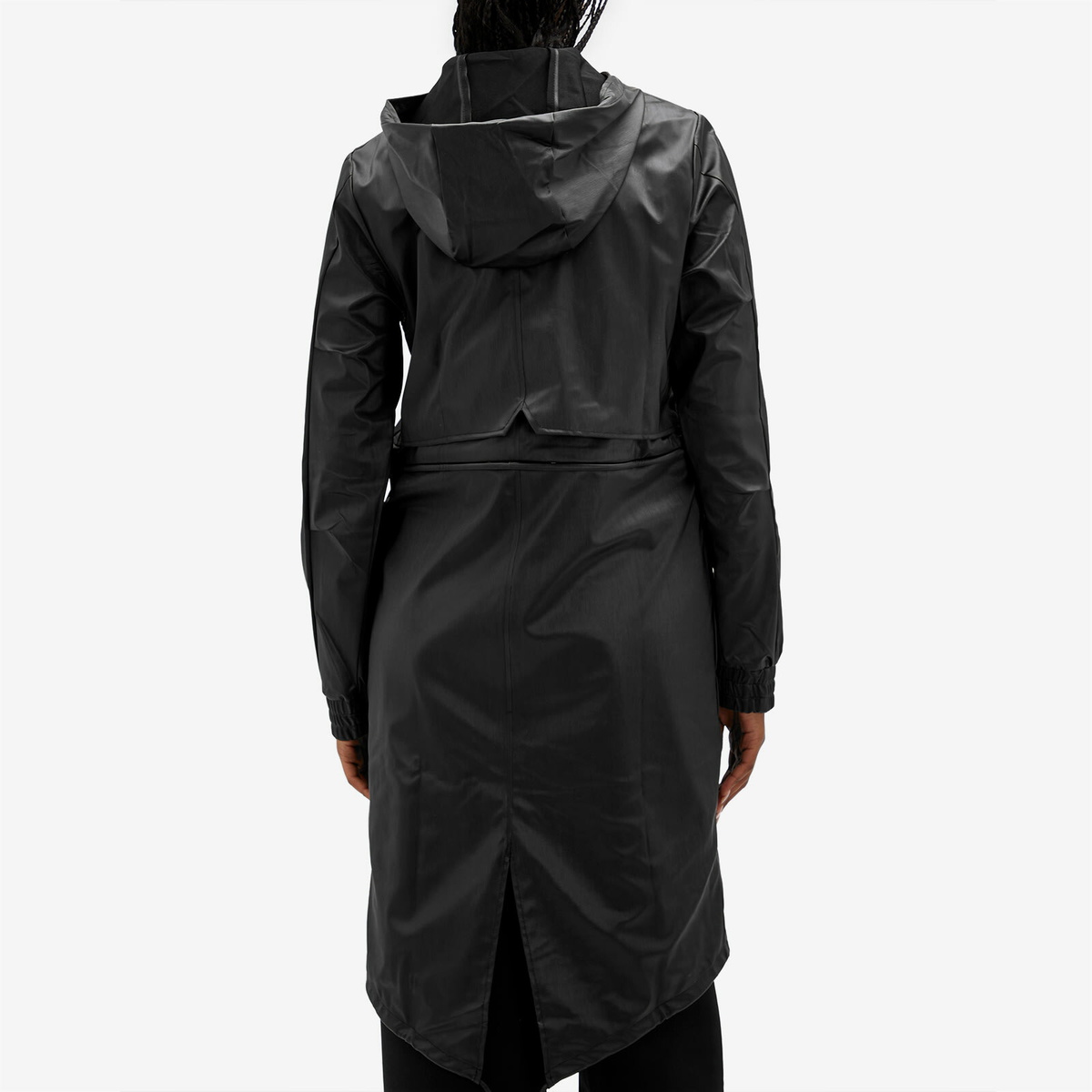 Rains Women's String Rain Parka Jacket in Black Grain Rains