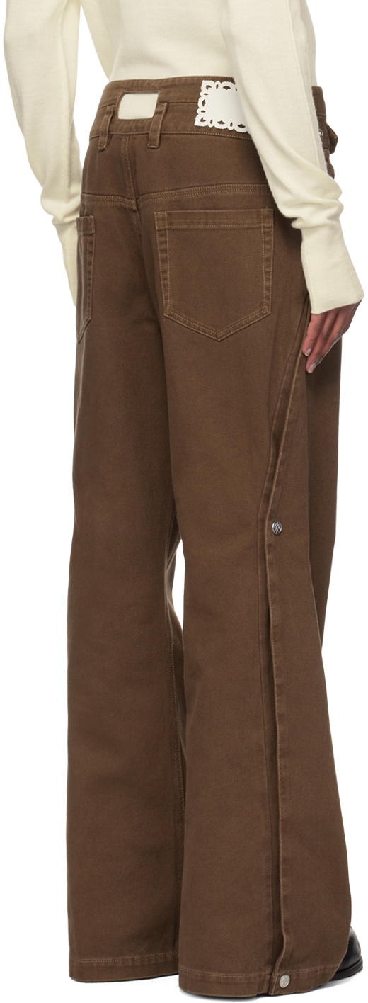 NULLUS Brown Whale Fin Snap-On Jeans NULLUS