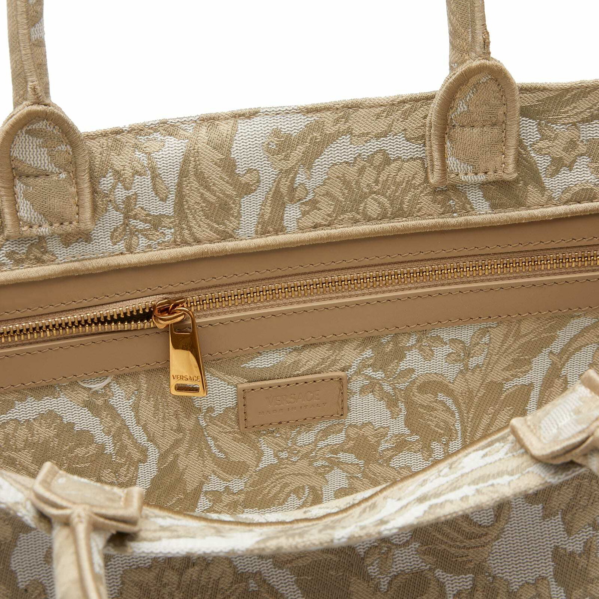 Versace Women's Large Tote In Embroidery Jacquard in Beige Versace Gold ...