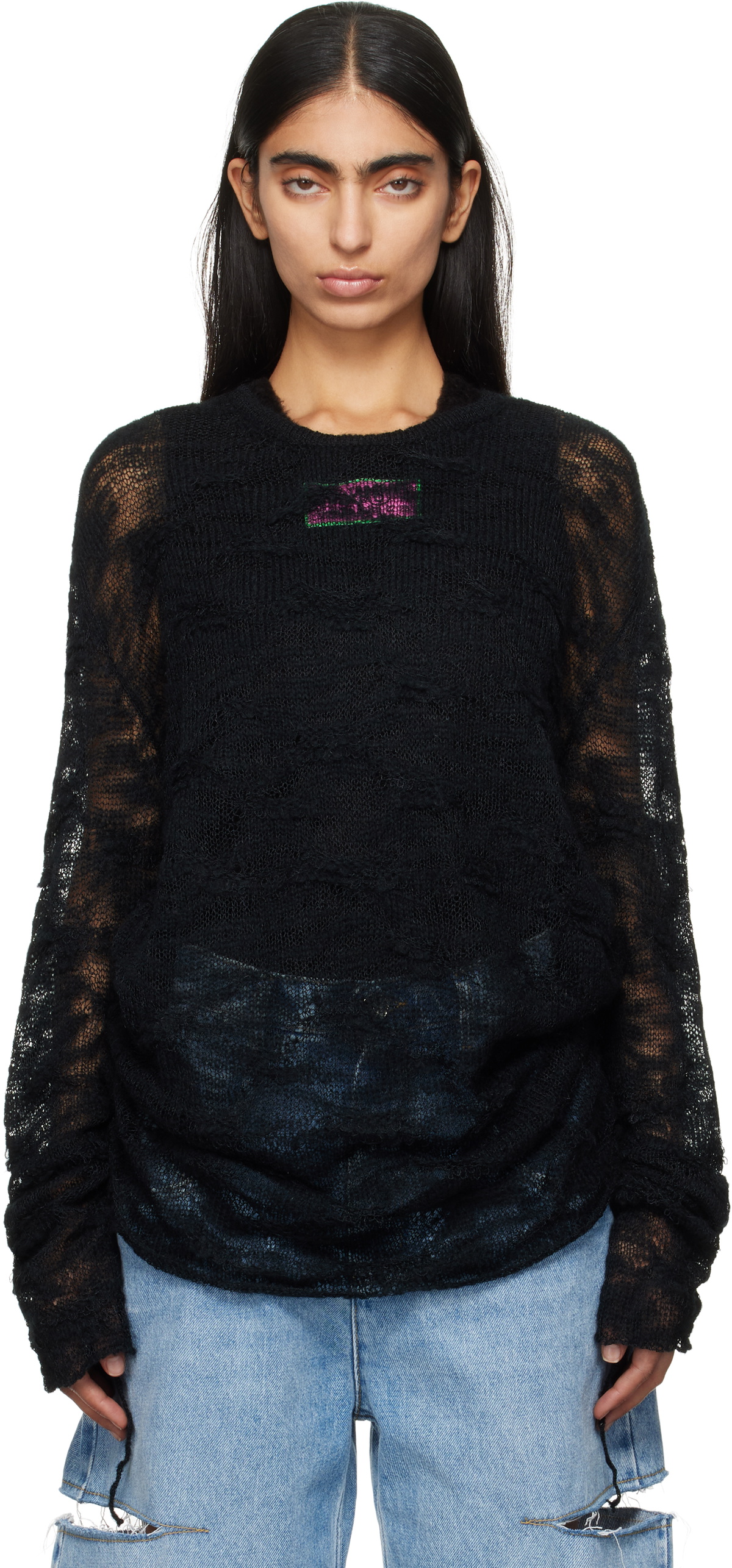MM6 Maison Margiela Black Sheer Sweater MM6 Maison Margiela
