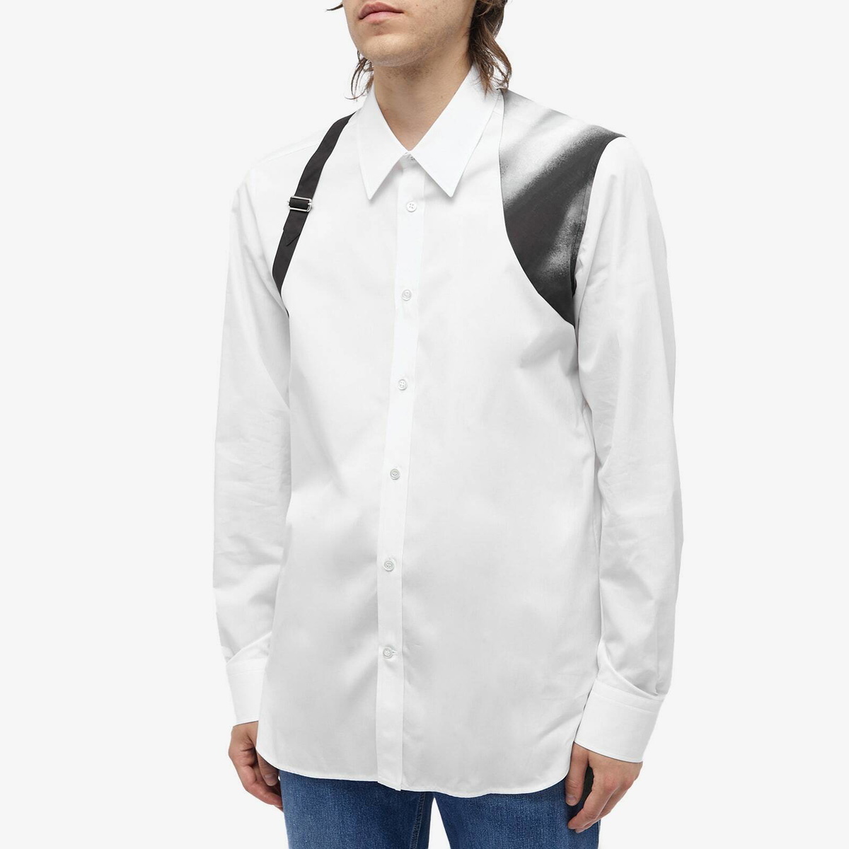 Alexander McQueen Men's Harness Shirt in White Alexander McQueen
