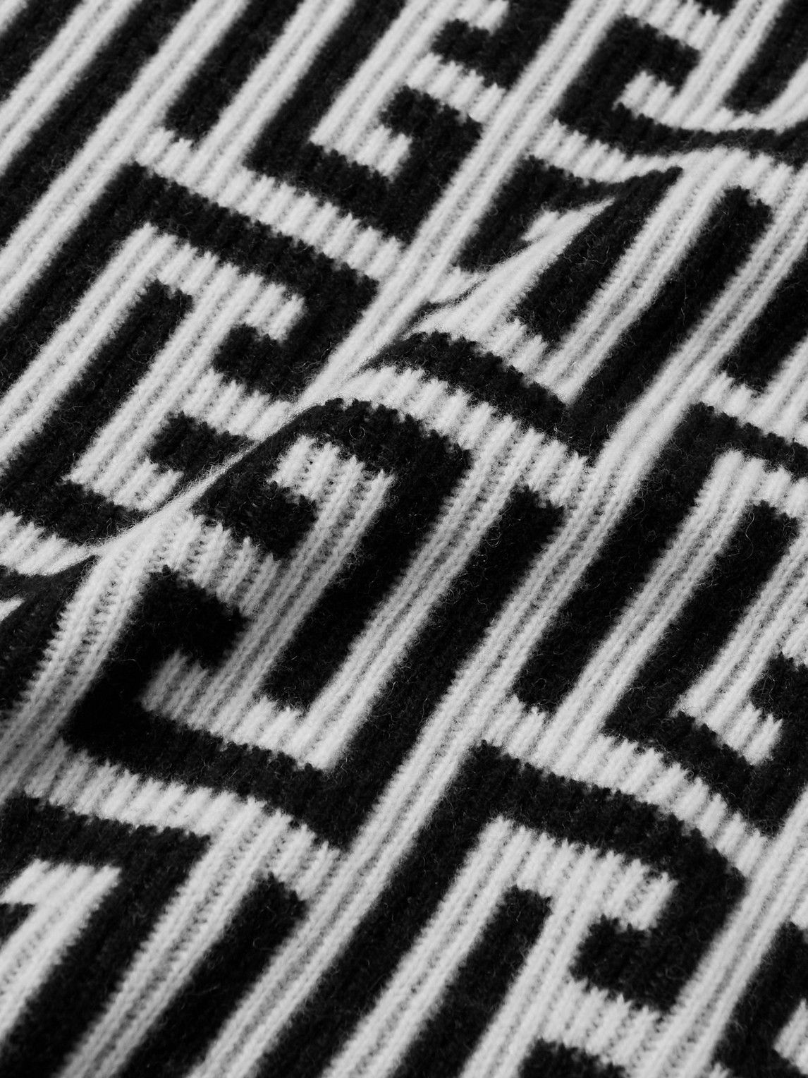 Balmain - Monogrammed Merino Wool and Cashmere-Blend Rollneck Sweater ...