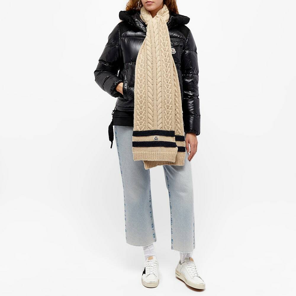 Moncler Women's Cable Knit Scarf in Cream Moncler