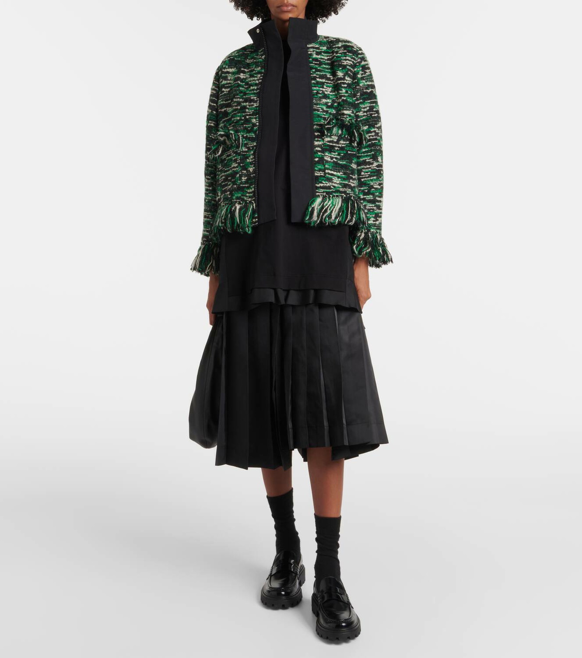 Sacai Fringed wool-blend tweed jacket Sacai