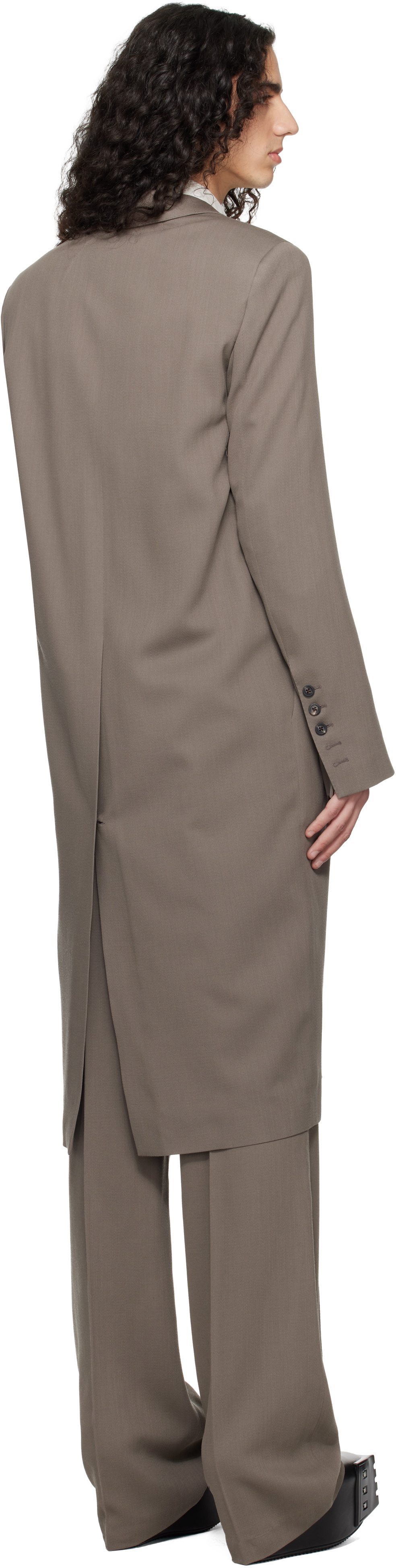 Rick Owens Gray Temple Twisted Wool Concordian Coat Rick Owens