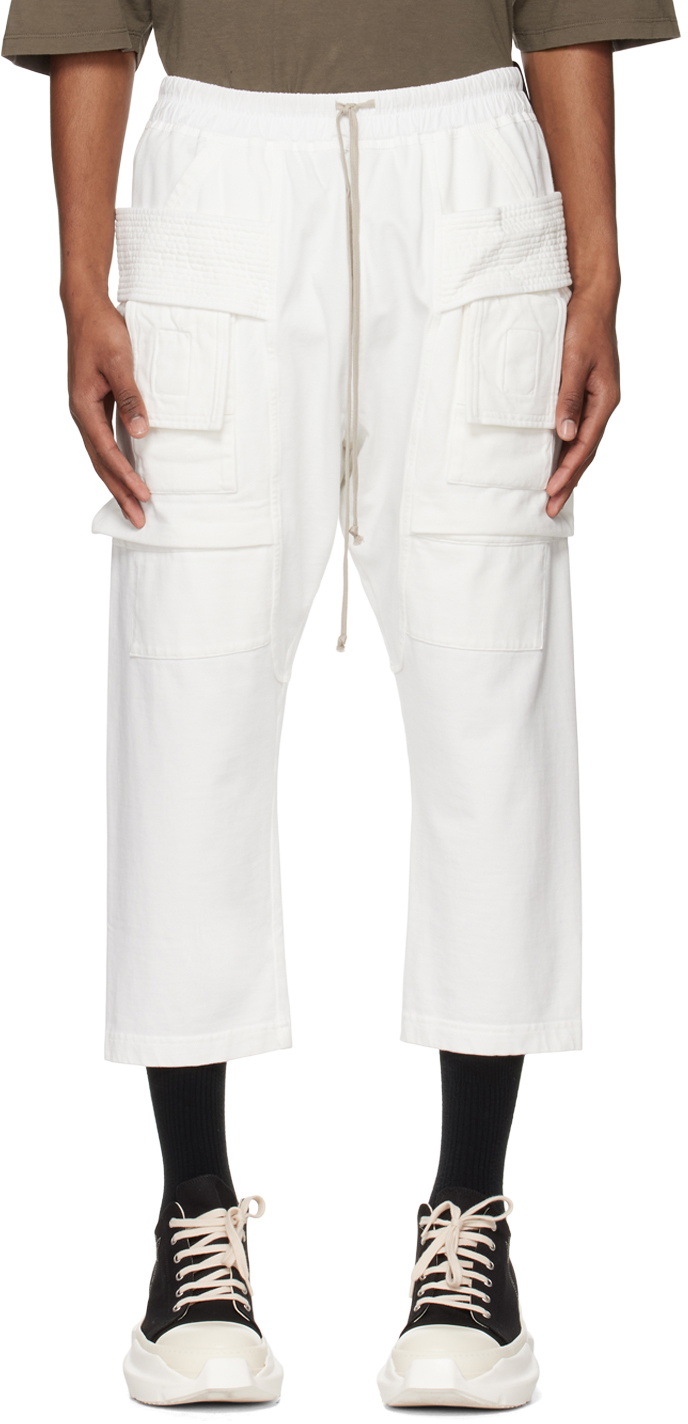 Rick Owens DRKSHDW White Creatch Cargo Pants Rick Owens Drkshdw