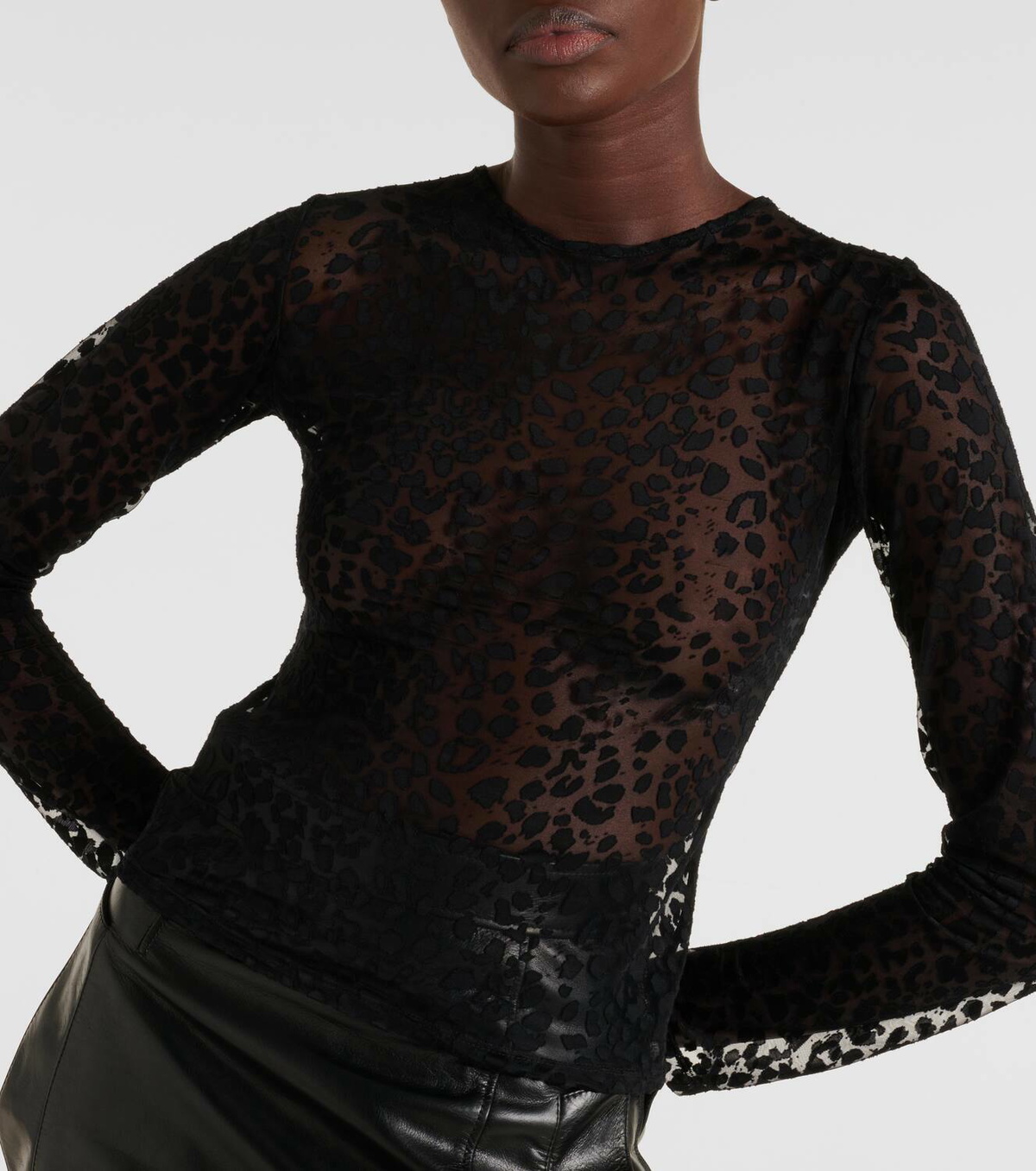 Alexander McQueen Leopard-print mesh top Alexander McQueen