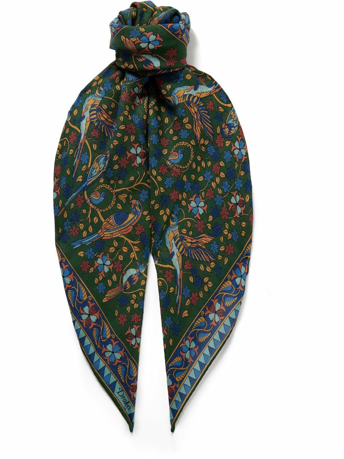 Drake's - Parrots Printed Wool and Silk-Blend Scarf Drake's
