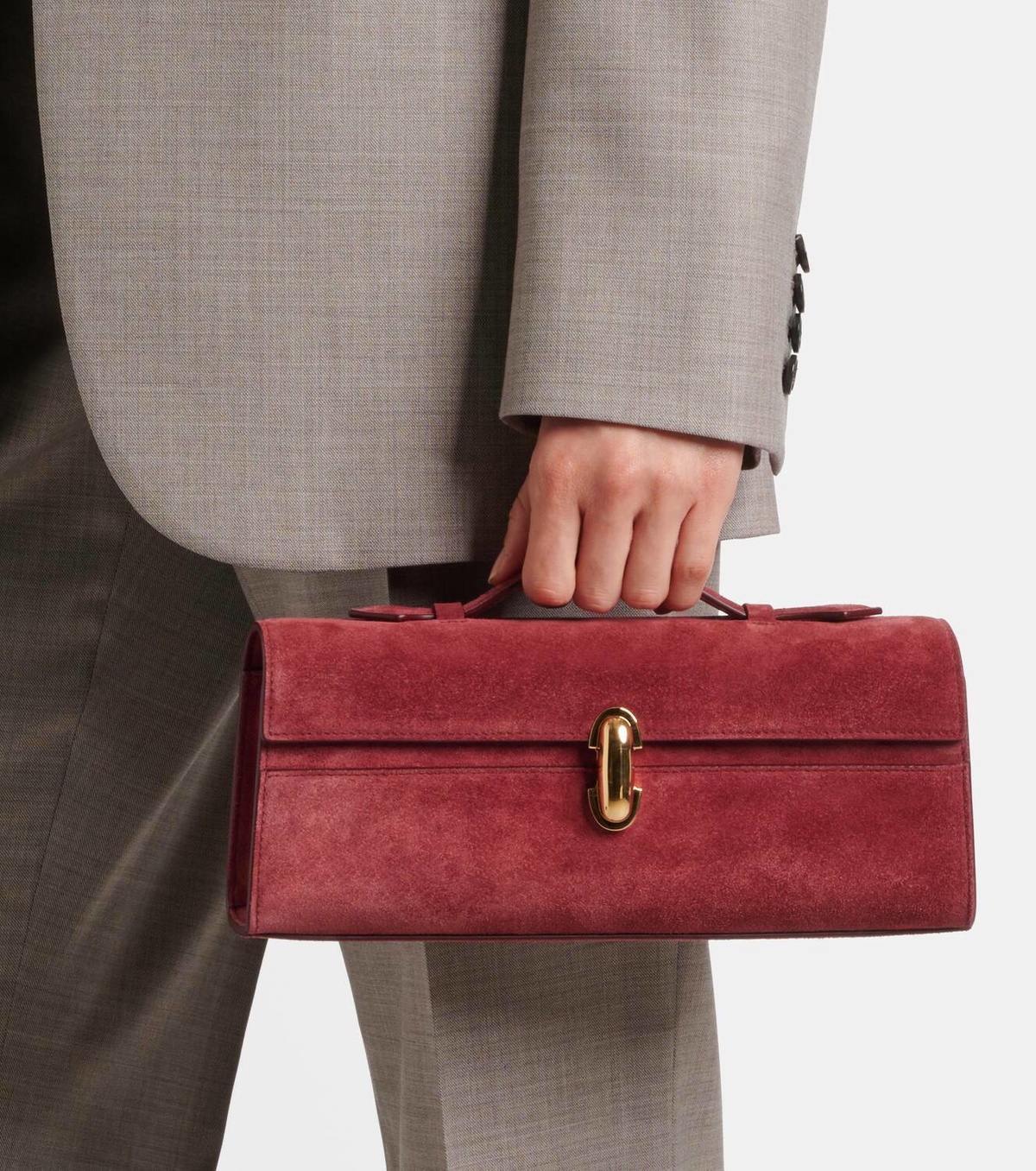 Savette Slim Symmetry Small suede clutch Savette