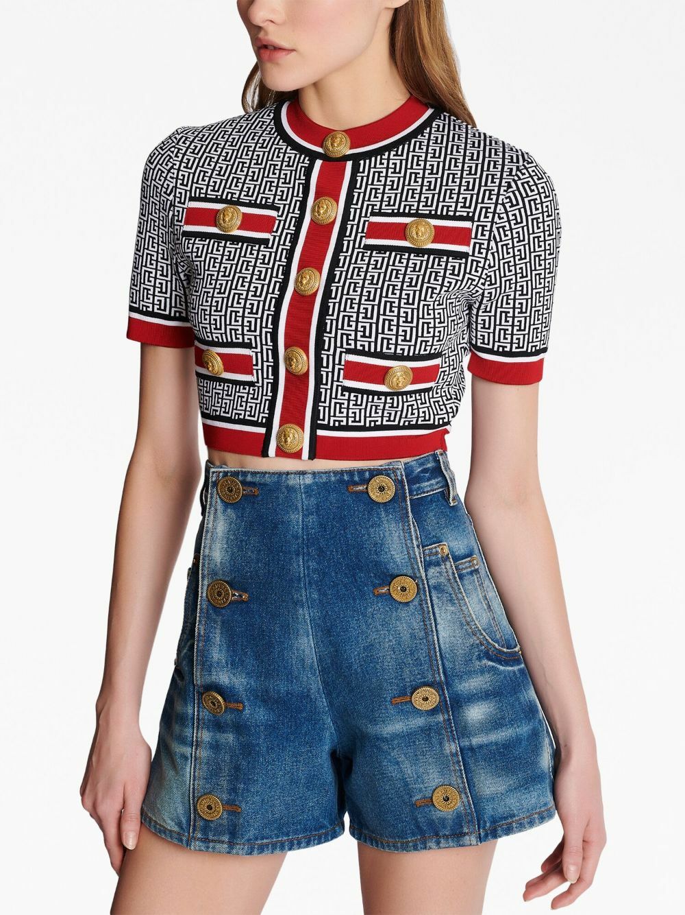 BALMAIN - Monogram Cropped Top Balmain