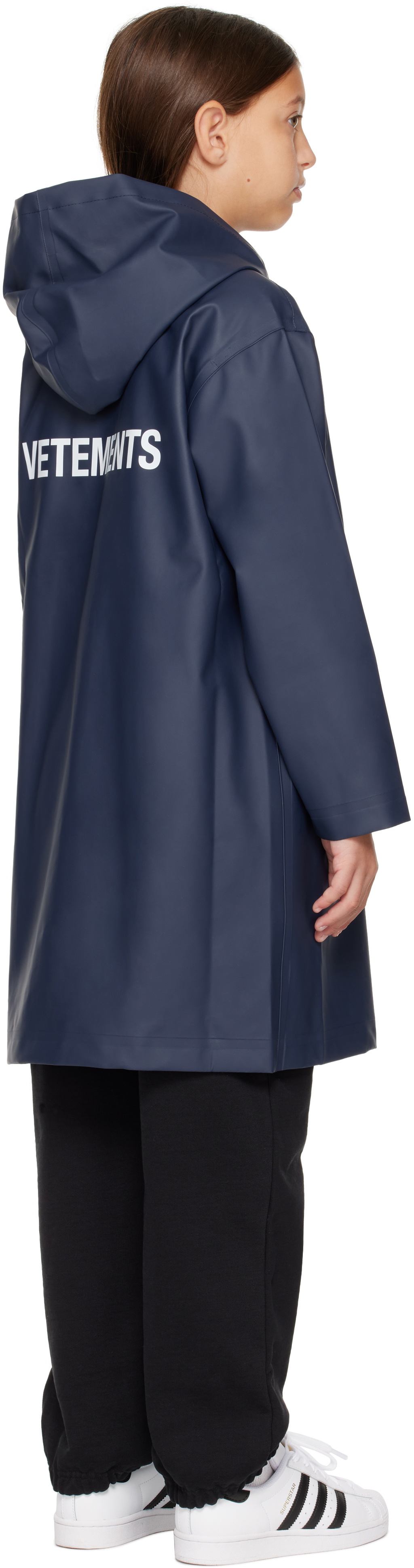 VETEMENTS Kids Navy Iconic Logo Rain Coat Vetements