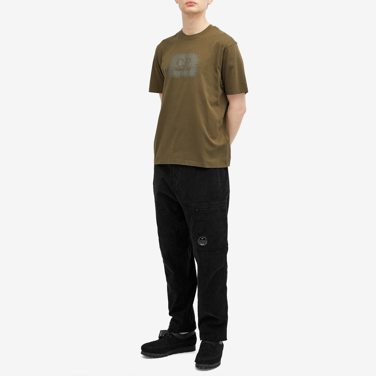 C.P. Company Men's Logo Label T-Shirt in Ivy Green C.P. Company
