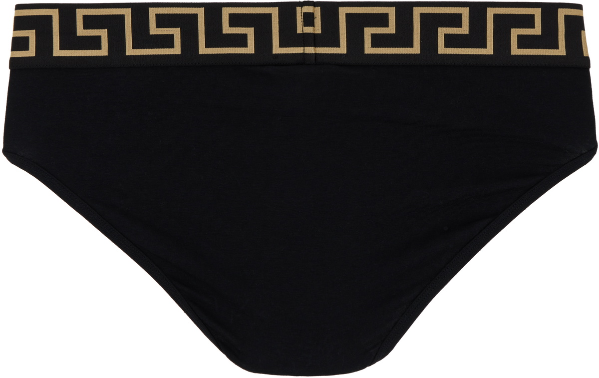 Versace Underwear Three-Pack Black Greca Border Briefs Versace Underwear