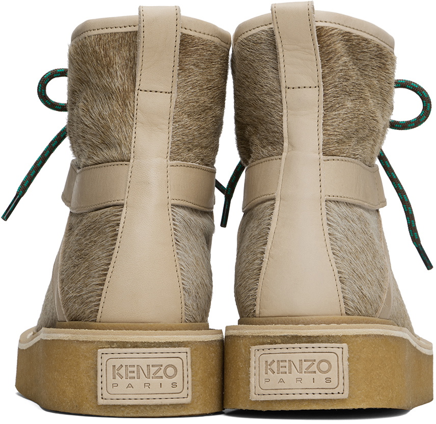 Kenzo Beige Kenzo Paris Yuki Pony Leather Boots Kenzo