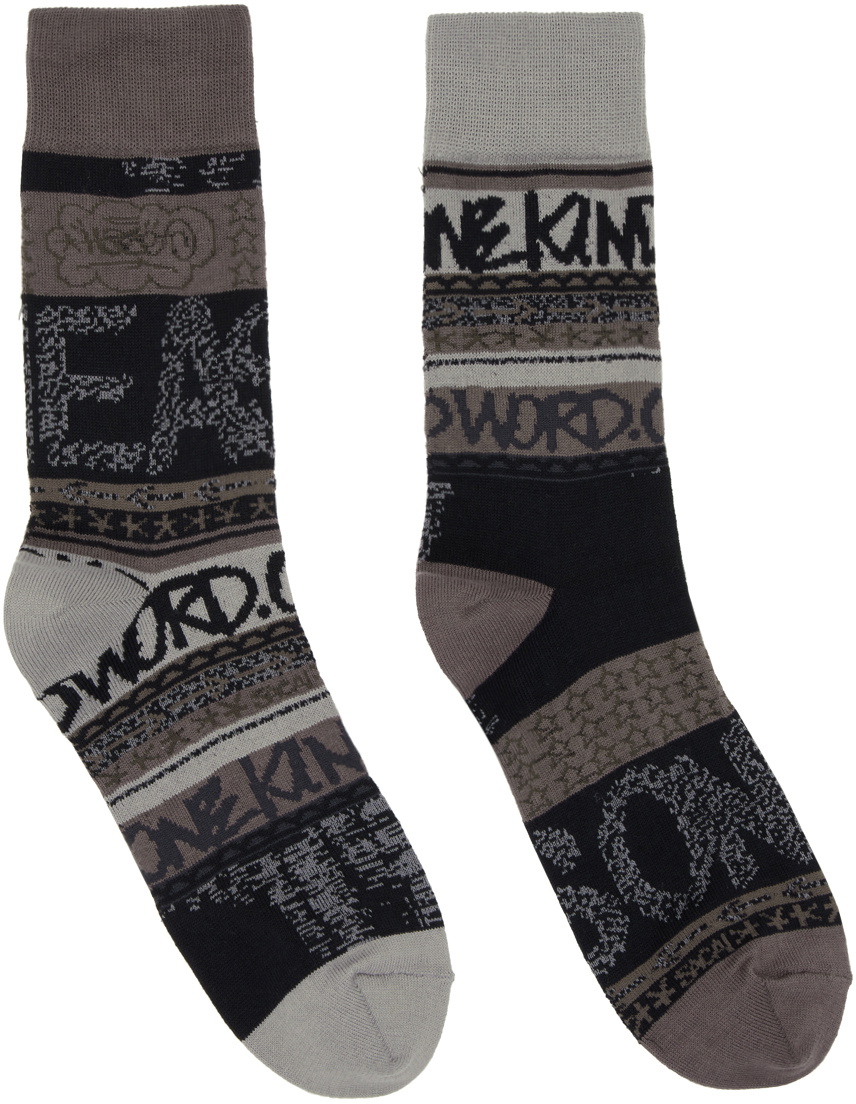 sacai Black & Gray Eric Haze Edition Stripe Socks Sacai