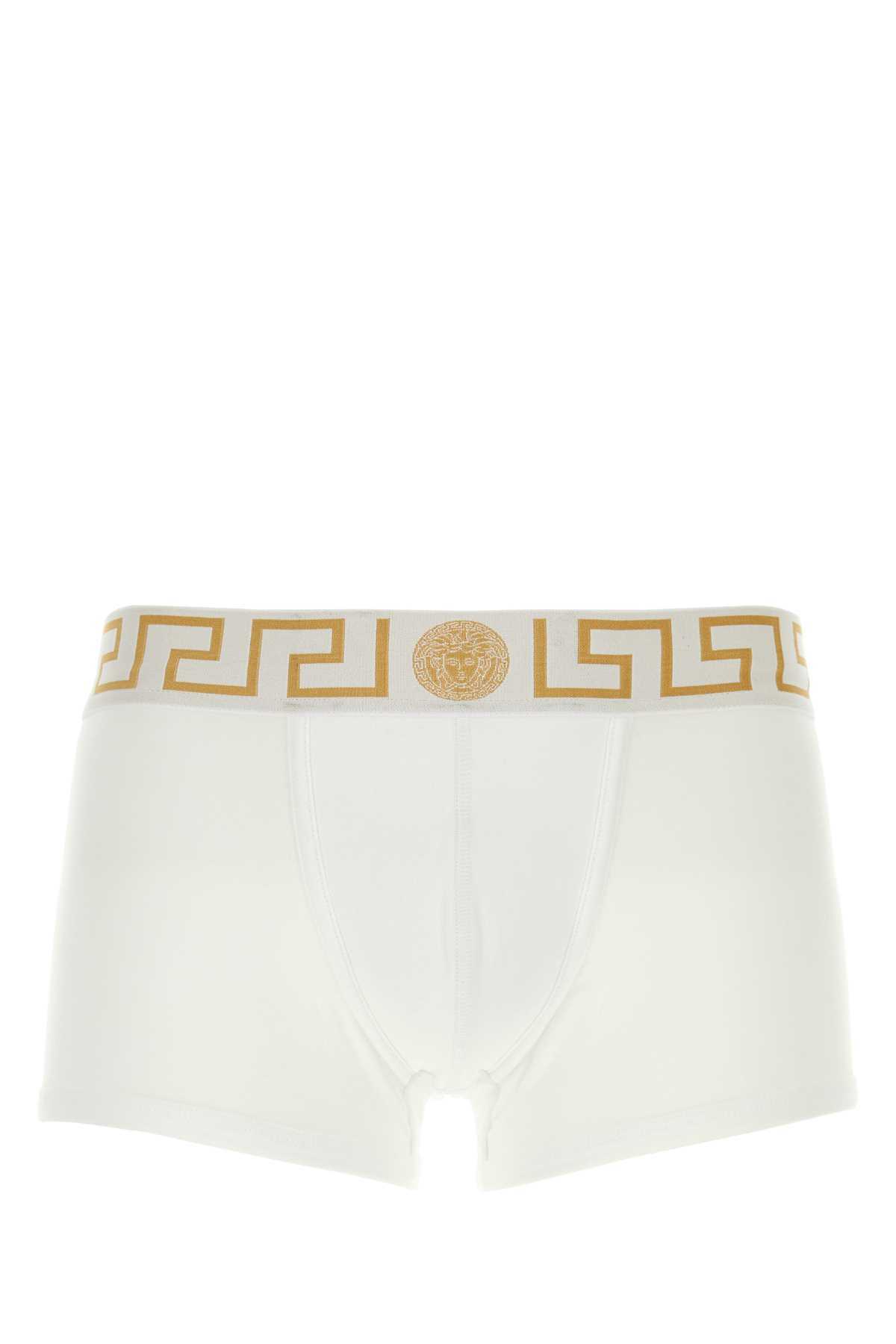 Versace White Stretch Cotton Boxer Versace