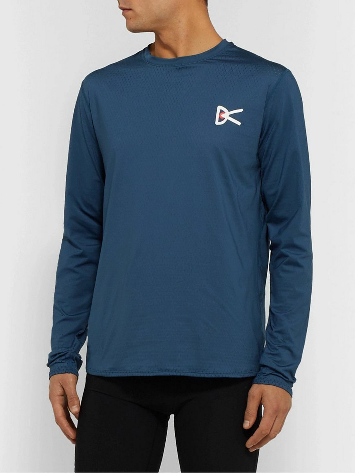 DISTRICT VISION - Air-Wear Logo-Print Stretch-Mesh Top - Blue District ...