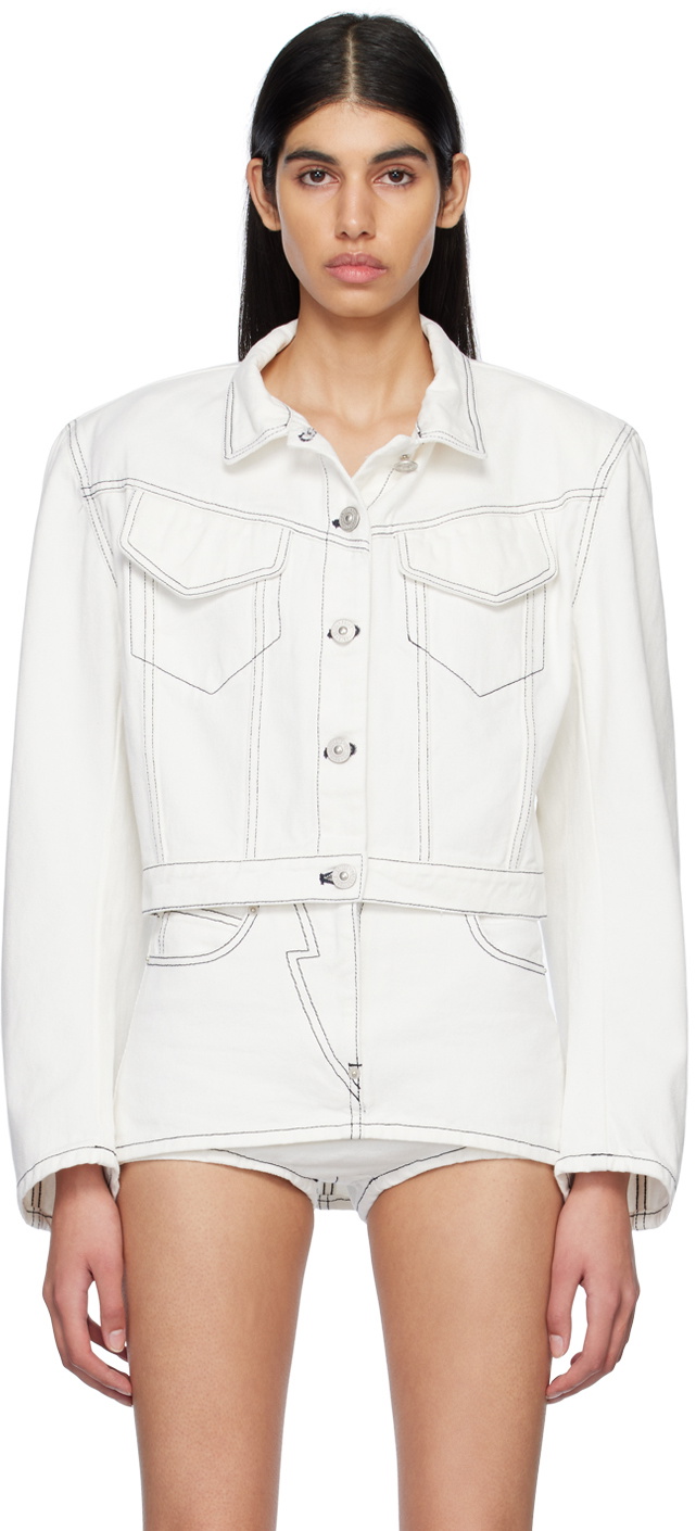 Pushbutton White Cropped Denim Jacket Pushbutton