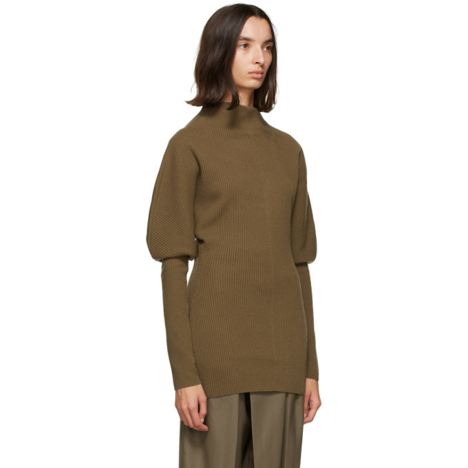 LOW CLASSIC Khaki Wool Asymmetric Sweater Low Classic