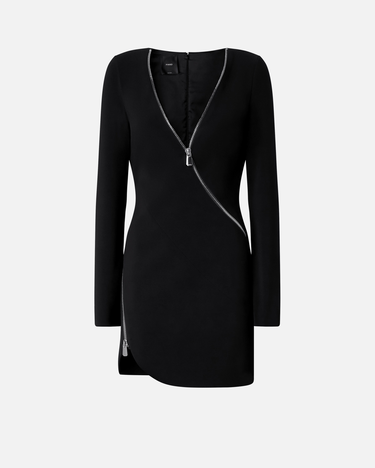 Pinko Mini Dress With Metal Zip Limo Black Pinko