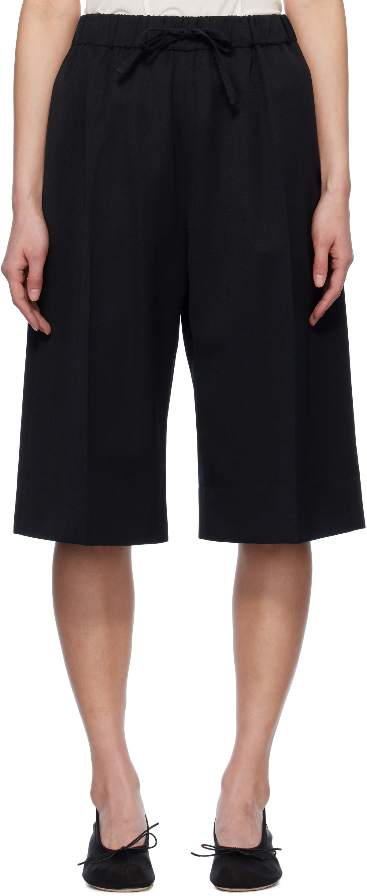 Simone Rocha Black Wide Leg Long Shorts Simone Rocha
