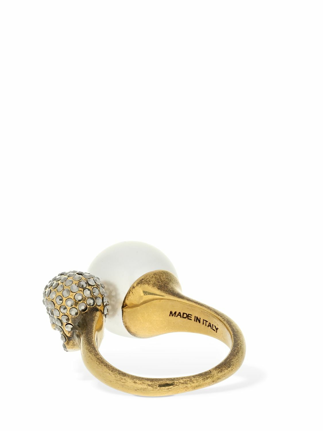 ALEXANDER MCQUEEN - Embellished Skull & Pearl Ring Alexander McQueen