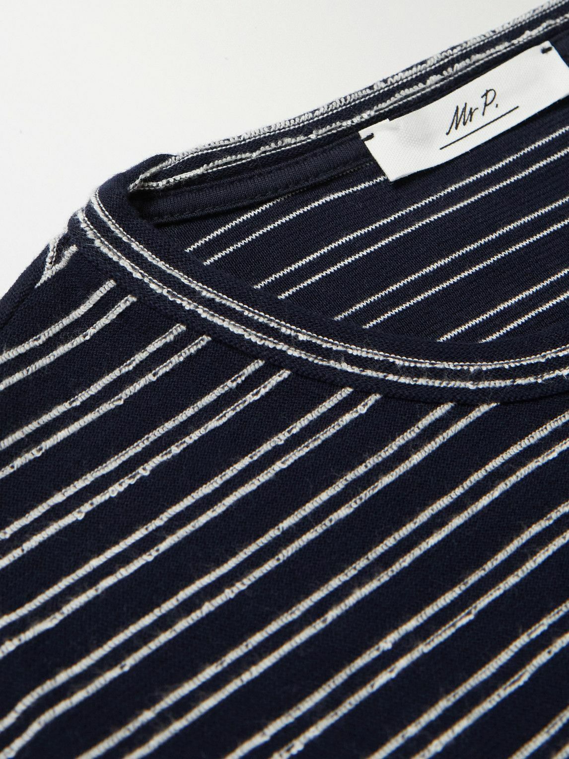 Mr P. - Striped Cotton-Jersey T-Shirt - Blue Mr P.
