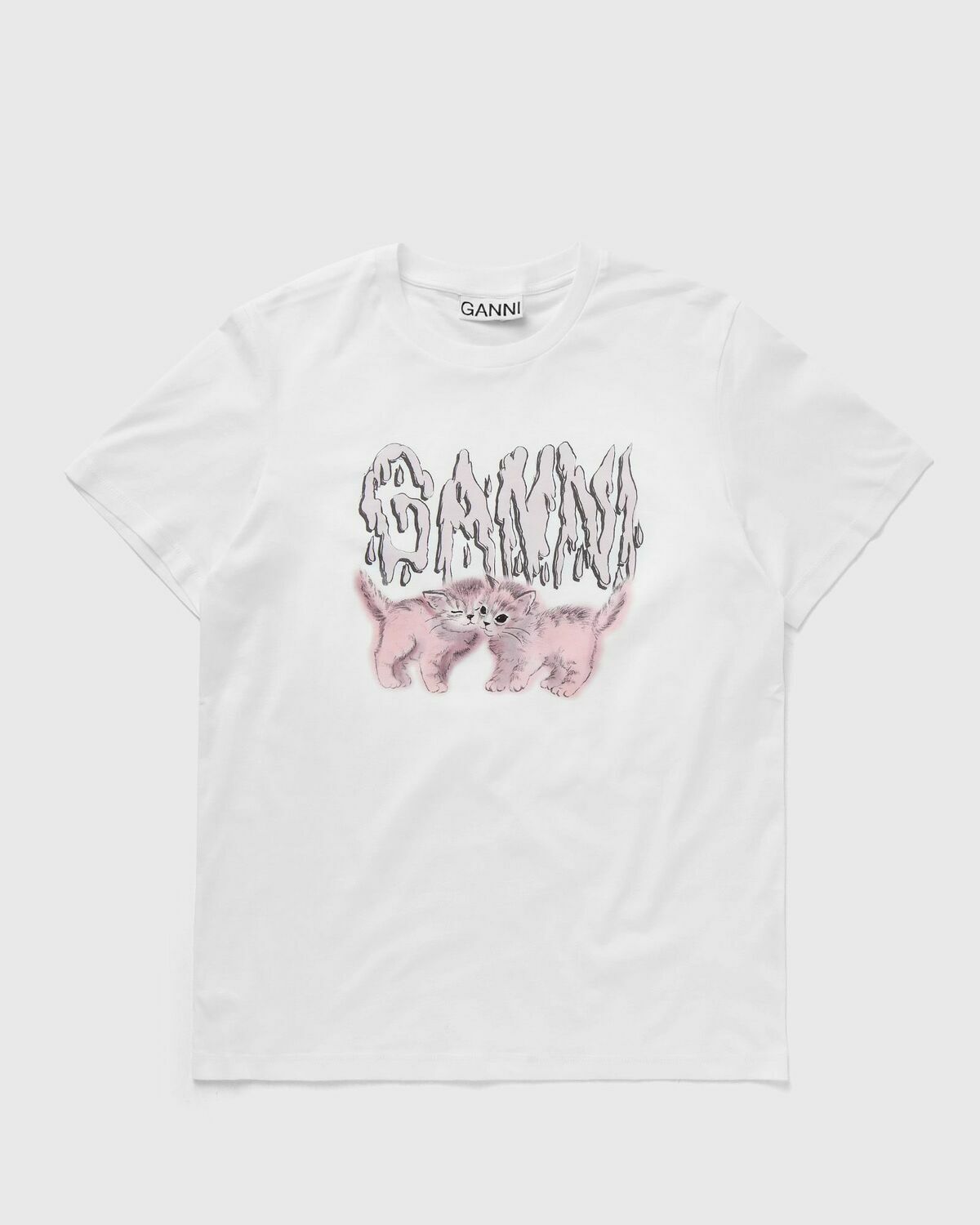 Ganni Basic Jersey Cats Relaxed Tee White Shortsleeves GANNI