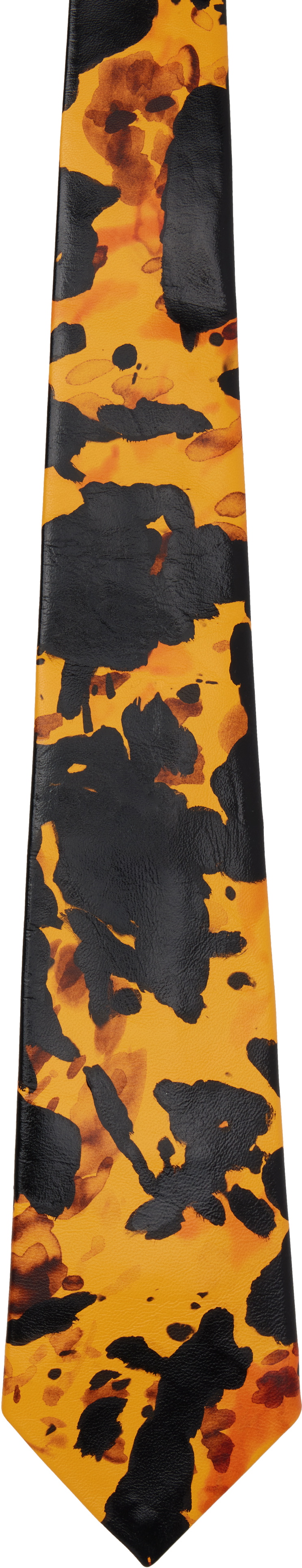 Bottega Veneta Black & Yellow Turtle Shell Printed Leather Tie Bottega ...