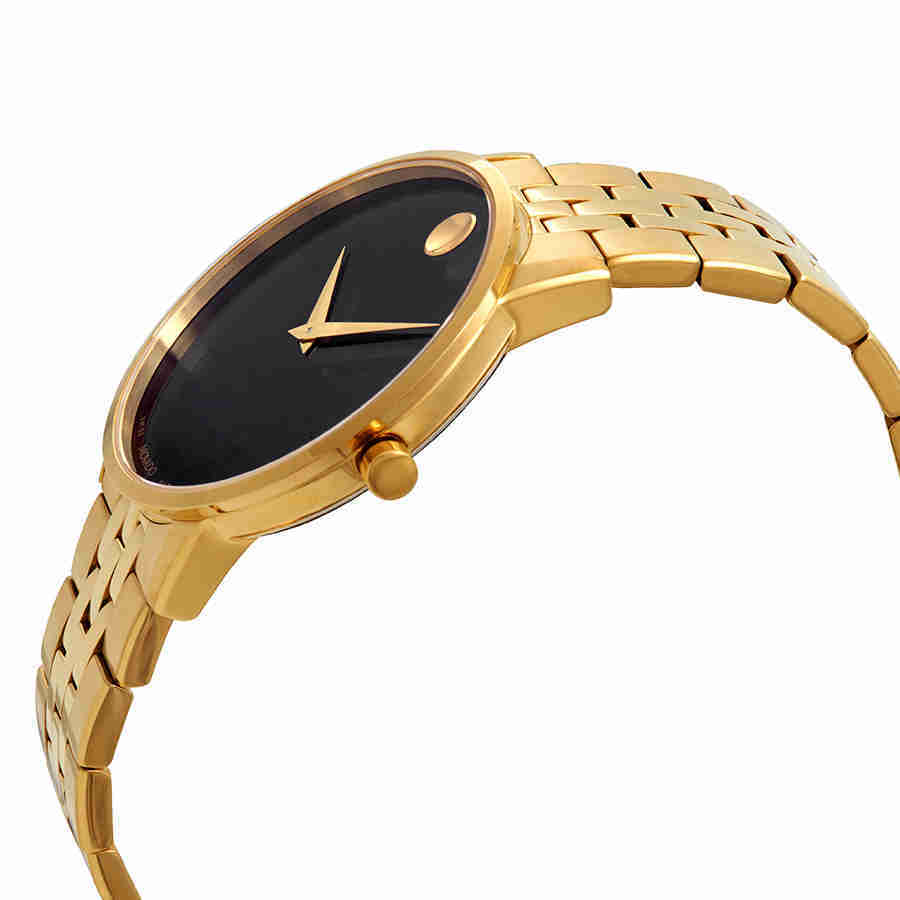 Movado Museum Classic Black Dial Yellow Gold PVD Mens Watch 0607203 Movado