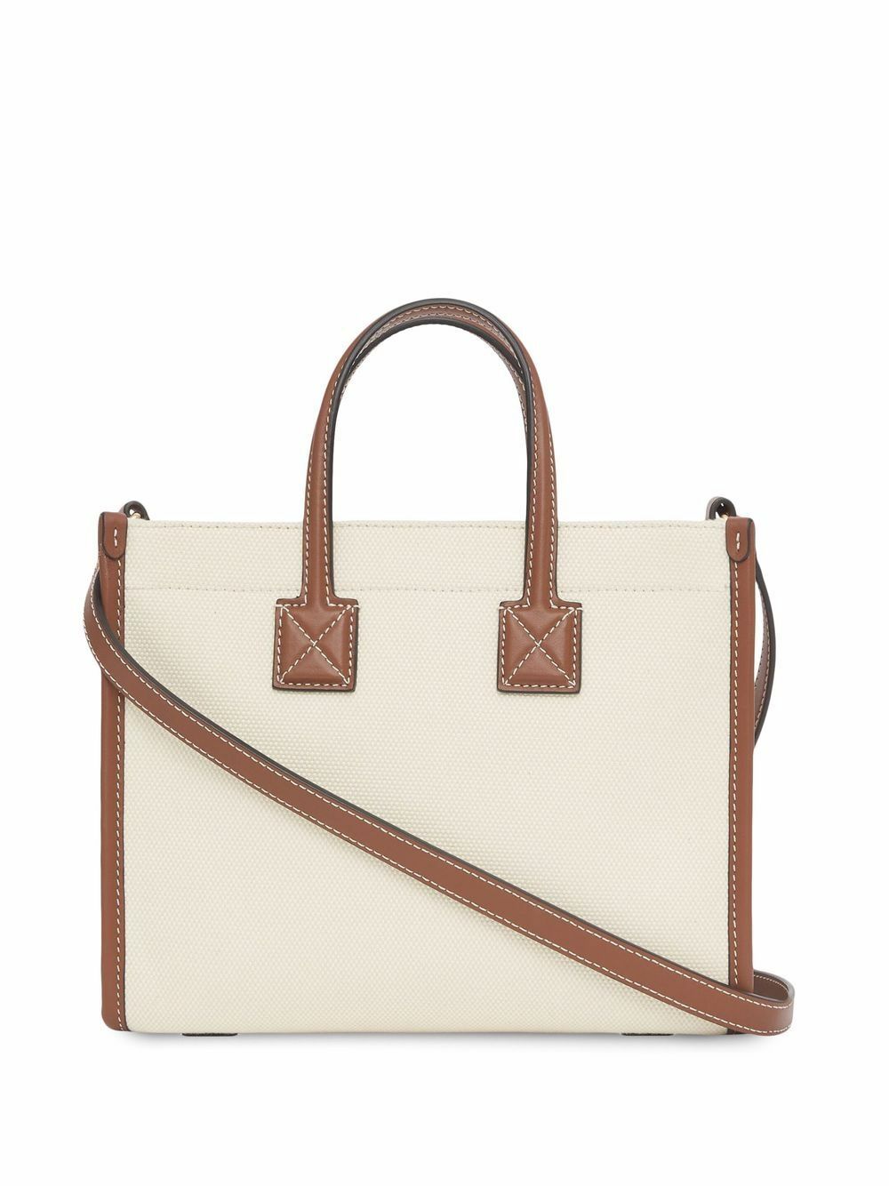 BURBERRY - Pocket Mini Cotton And Leather Shopping Bag Burberry