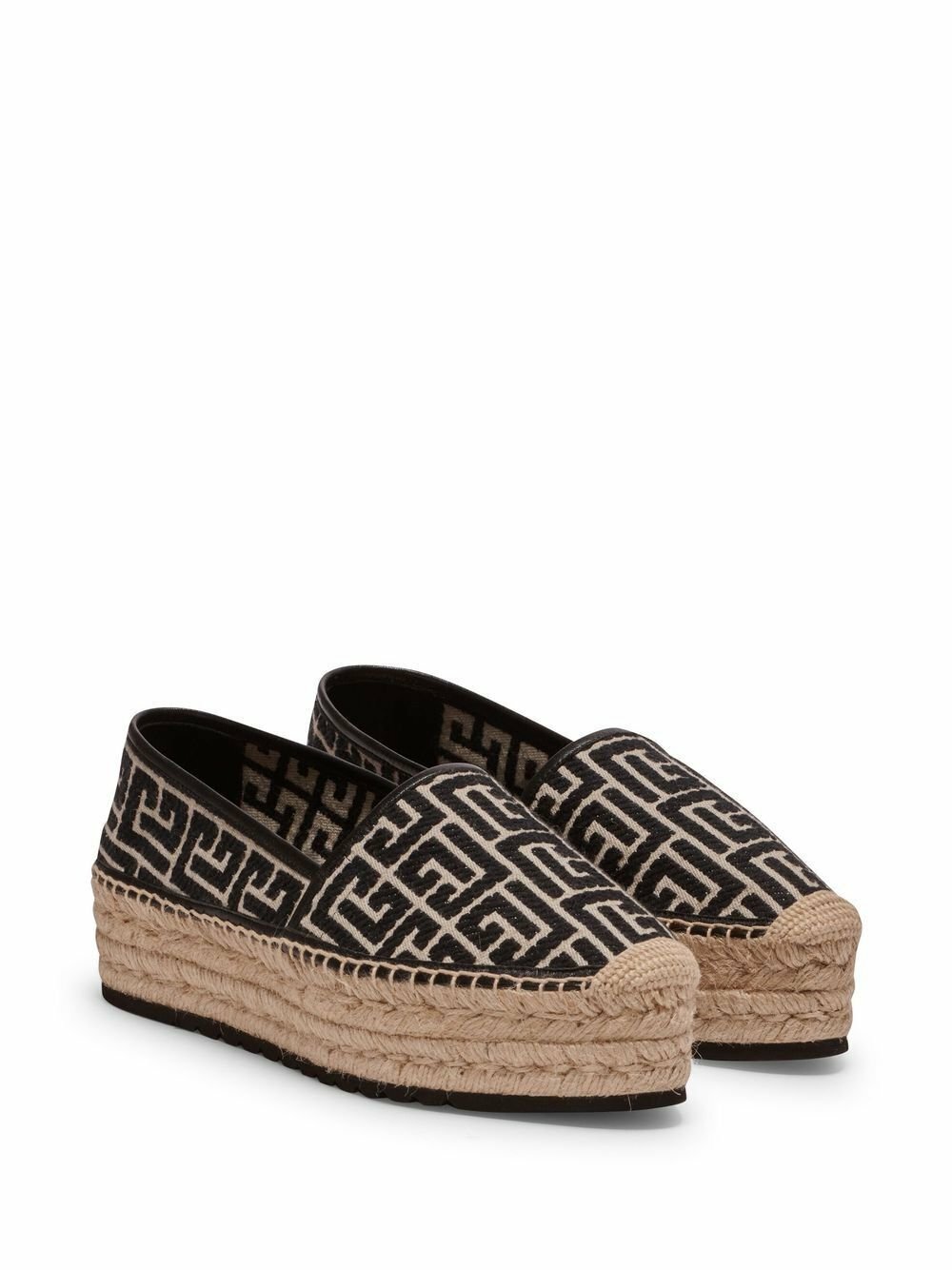 Balmain Brown Geometric Logo Pattern Espadrilles Balmain