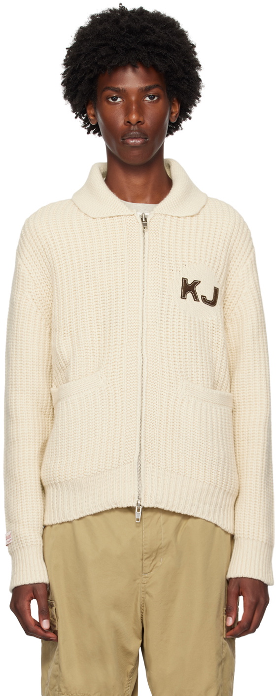 Kijun Beige Cowichan Zip Cardigan Kijun