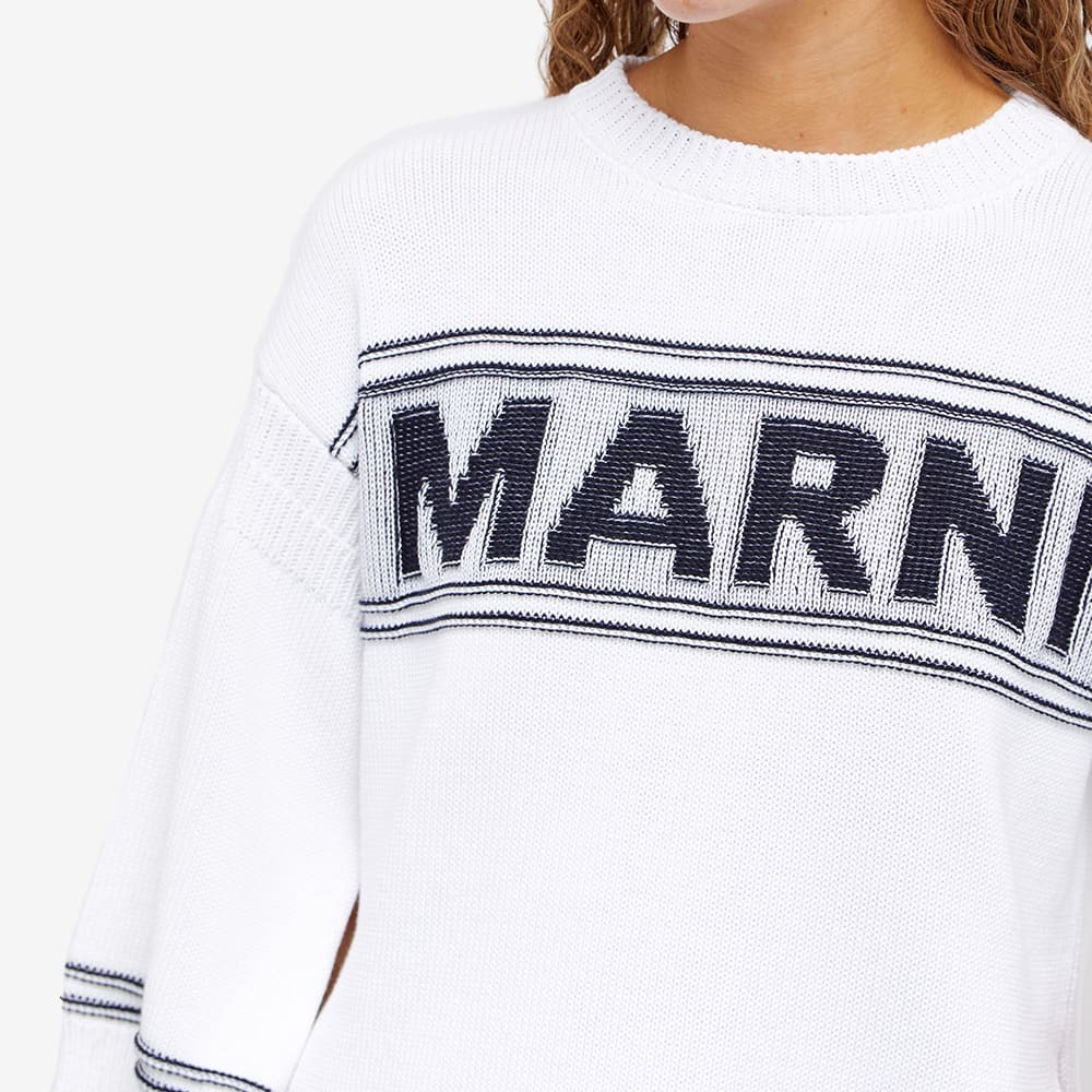 Marni Women's Loose Knit Logo Sweater in Lily White Marni