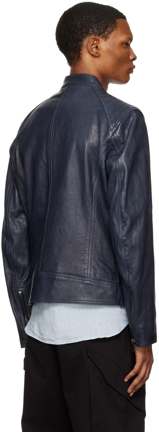 Belstaff Navy V Racer Leather Jacket Belstaff
