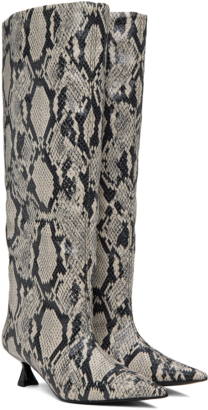 GANNI Beige Soft Slouchy Tall Boots GANNI