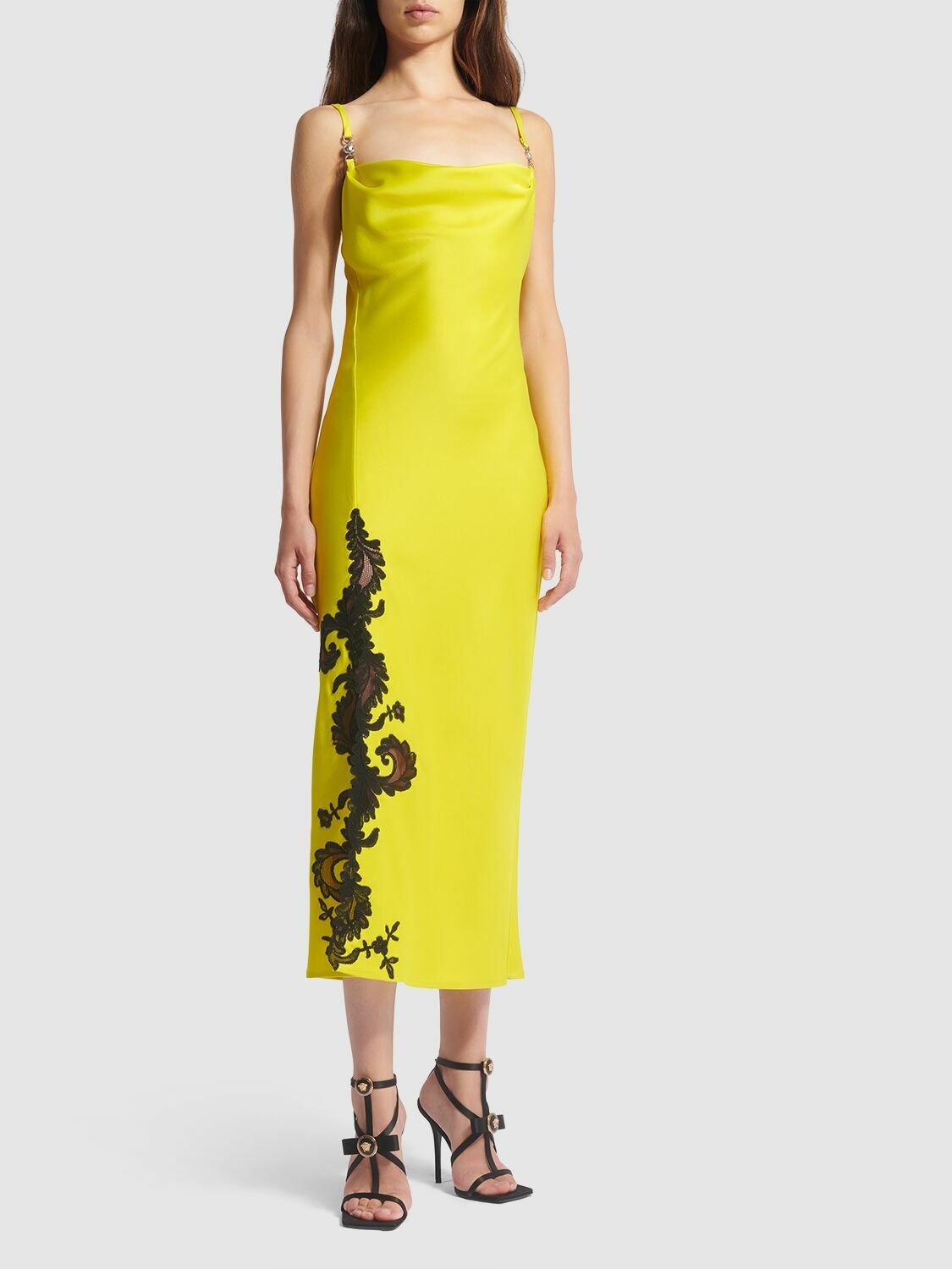 VERSACE - Satin & Lace Midi Dress Versace