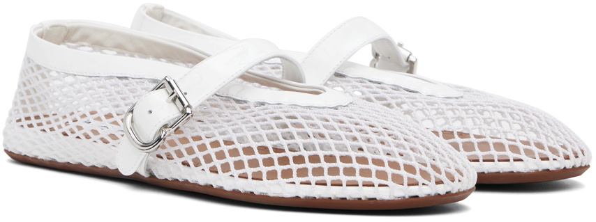 ALAÏA White Fishnet Ballerina Flats ALAÏA