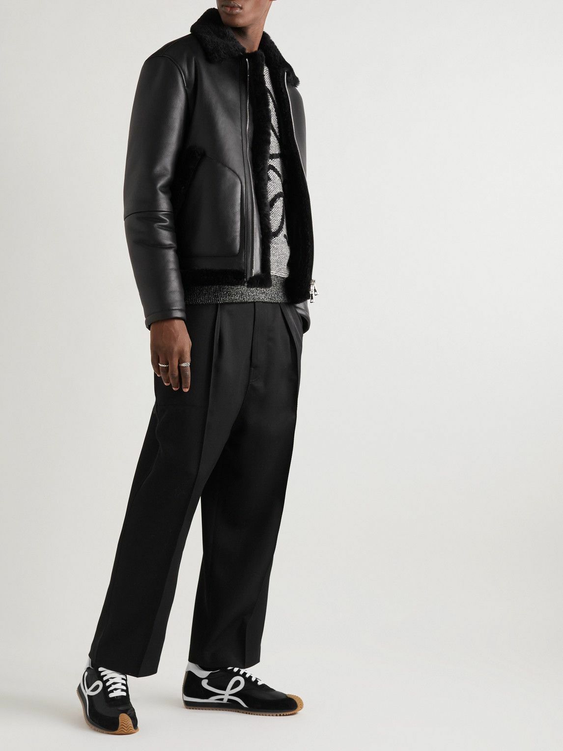 Loewe - Flow Runner Leather-Trimmed Suede and Nylon Sneakers - Black Loewe