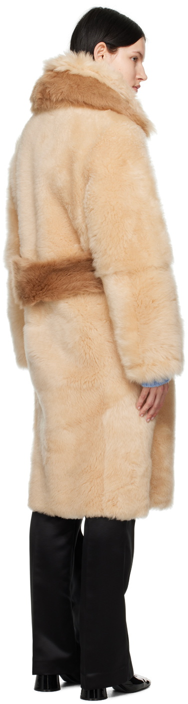 Helmut Lang Beige Oversized Shearling Coat Helmut Lang