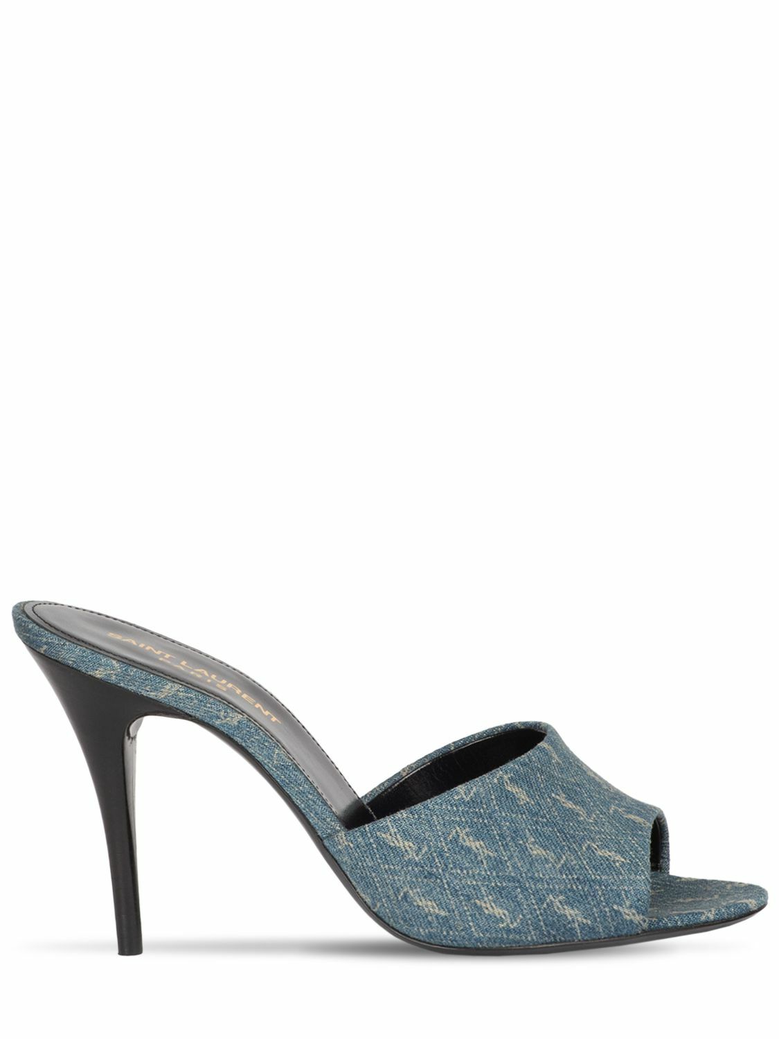 SAINT LAURENT - 95mm La 16 Denim Mule Sandals Saint Laurent