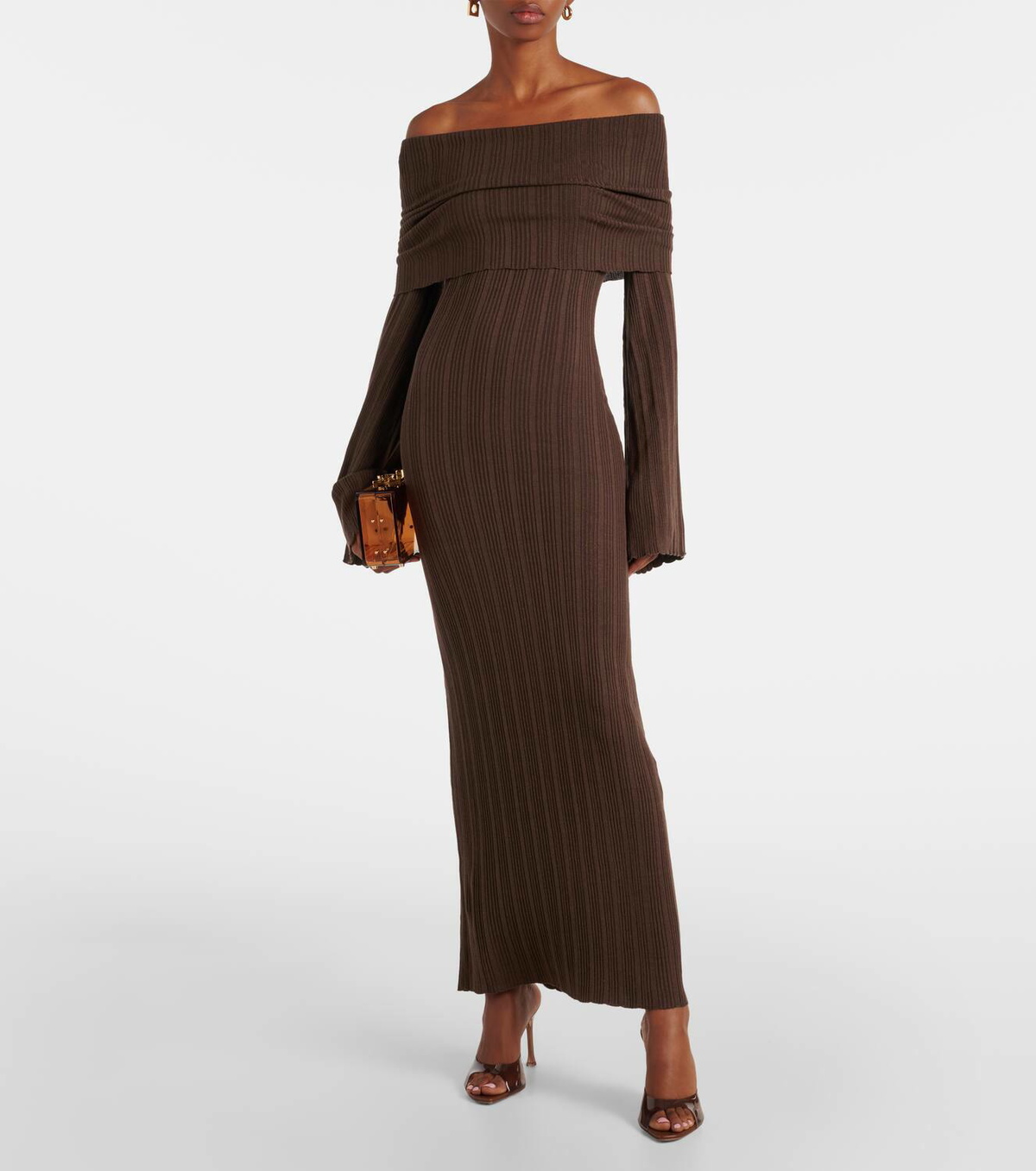 Aya Muse Off-shoulder silk-blend jersey maxi dress Aya Muse