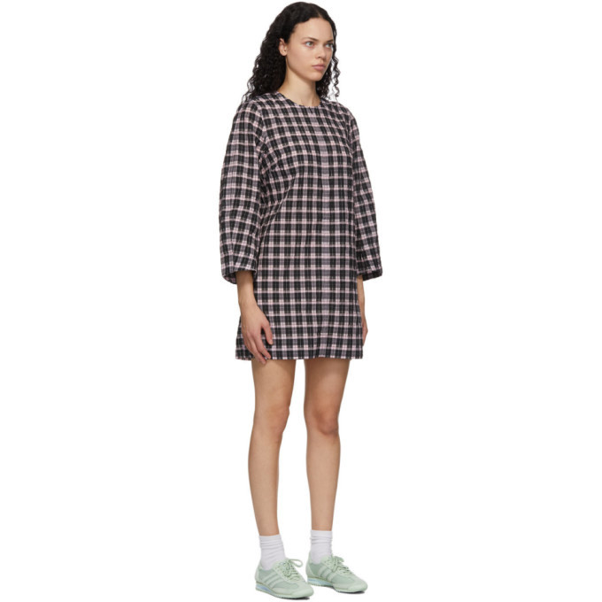 GANNI Pink Seersucker Check Dress GANNI